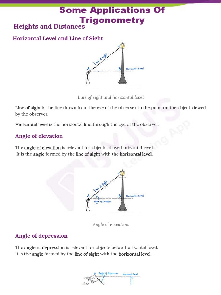 Some Application of Trigonometry For Class 10 | PDF