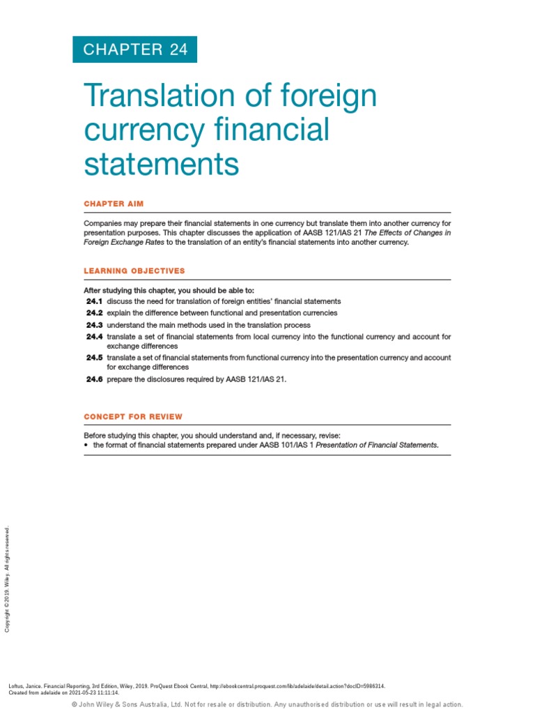 Chap 24 Translation of Foreign Currency Financial Statements) | PDF