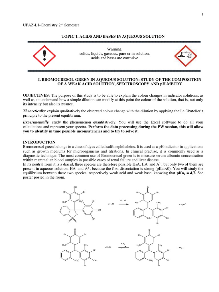 Bromocresol Green: pH Indicator Study | PDF | Ph | Acid