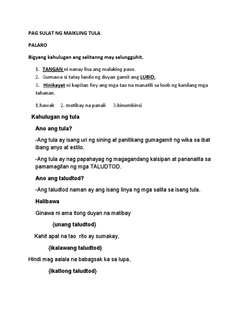 Pag Sulat NG Maikling Tula | PDF