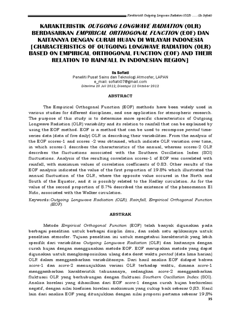 Outgoing Longwave Radiation Empirical Orthogonal Function | PDF ...