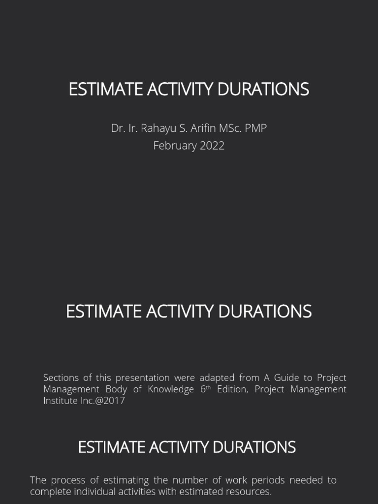 Estimate Activity Durations Guide | PDF | Project Management | Scrum ...