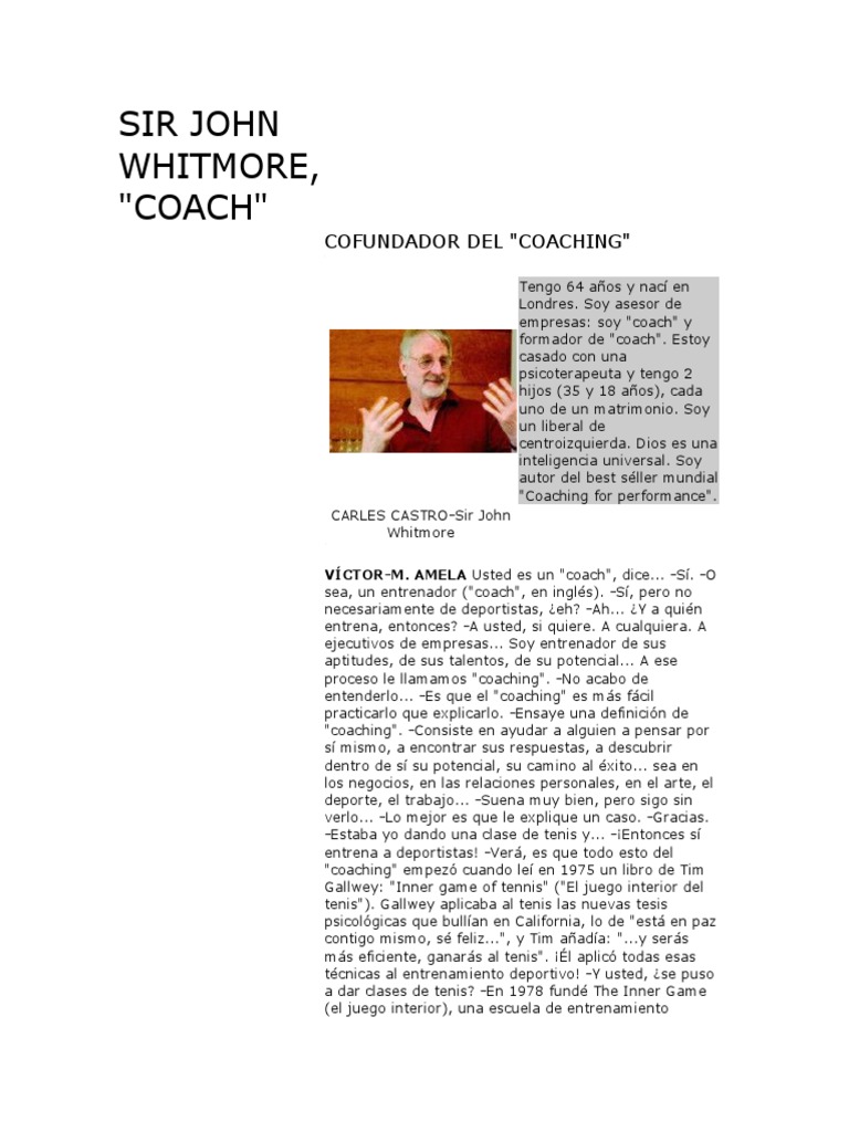 Coaching: Modelo GROW de Sir John Whitmore | PDF | Psicología Aplicada