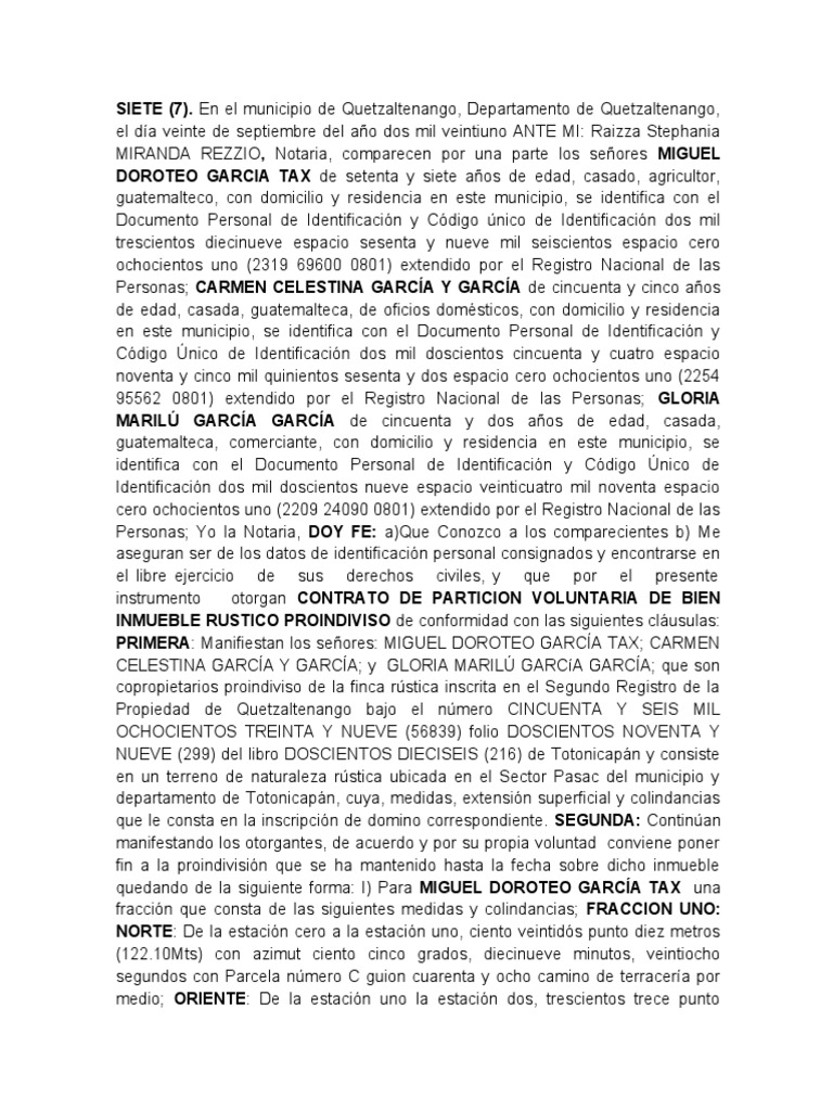 PARTICION VOLUNTARIA Raizza Miranda Rezzio | PDF | Derecho | Hogar ...