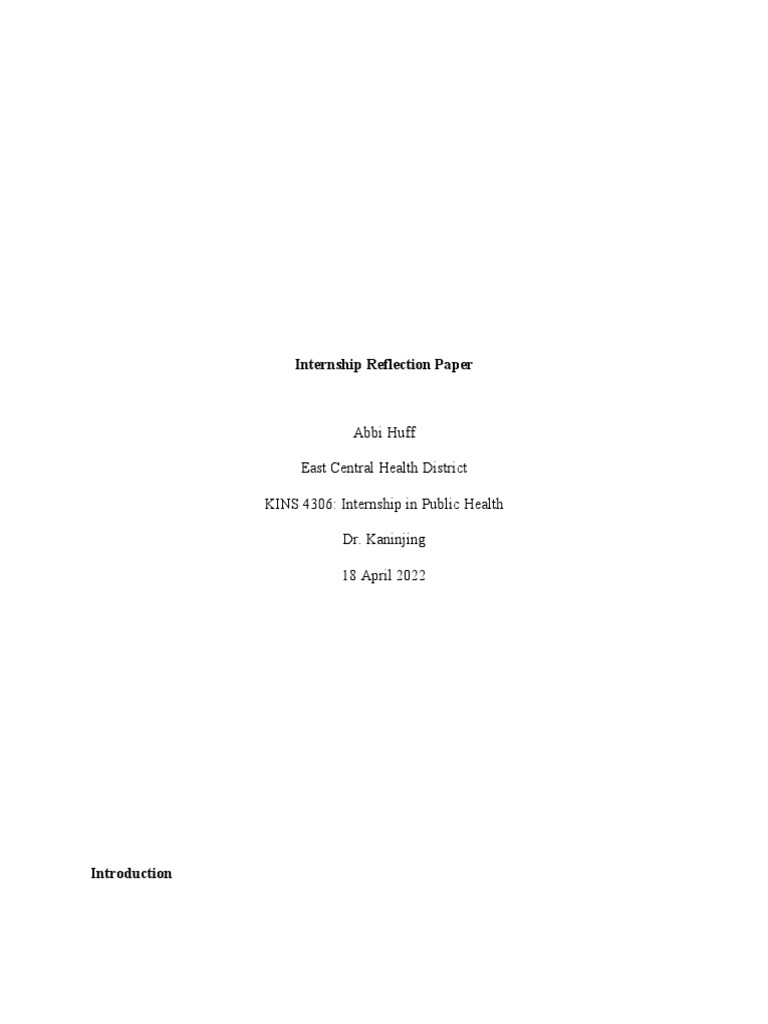 Internship Reflection Paper | PDF | Internship | Job Hunting