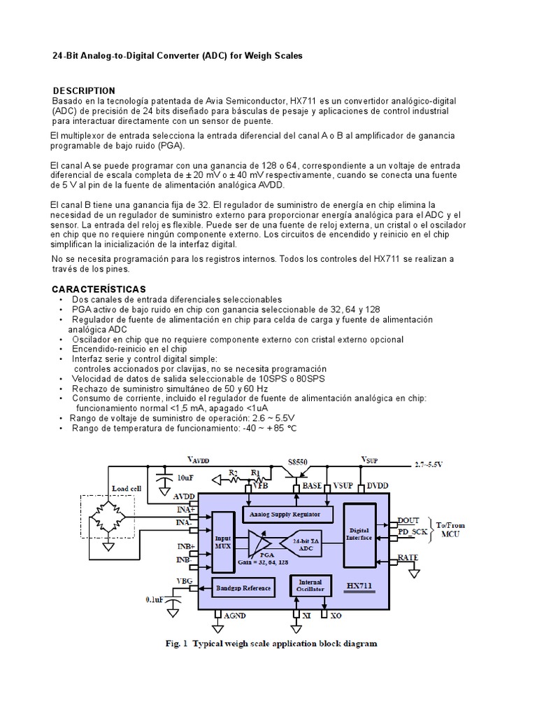 HX711 Data Sheet | PDF | Circuito integrado | Fuente de alimentación
