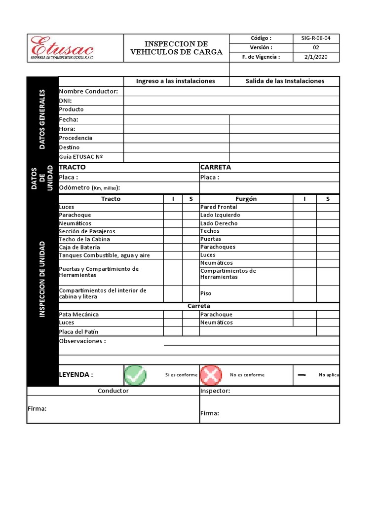 Inspección de Vehículos de Carga V02 | PDF | Transporte | Vehículos ...
