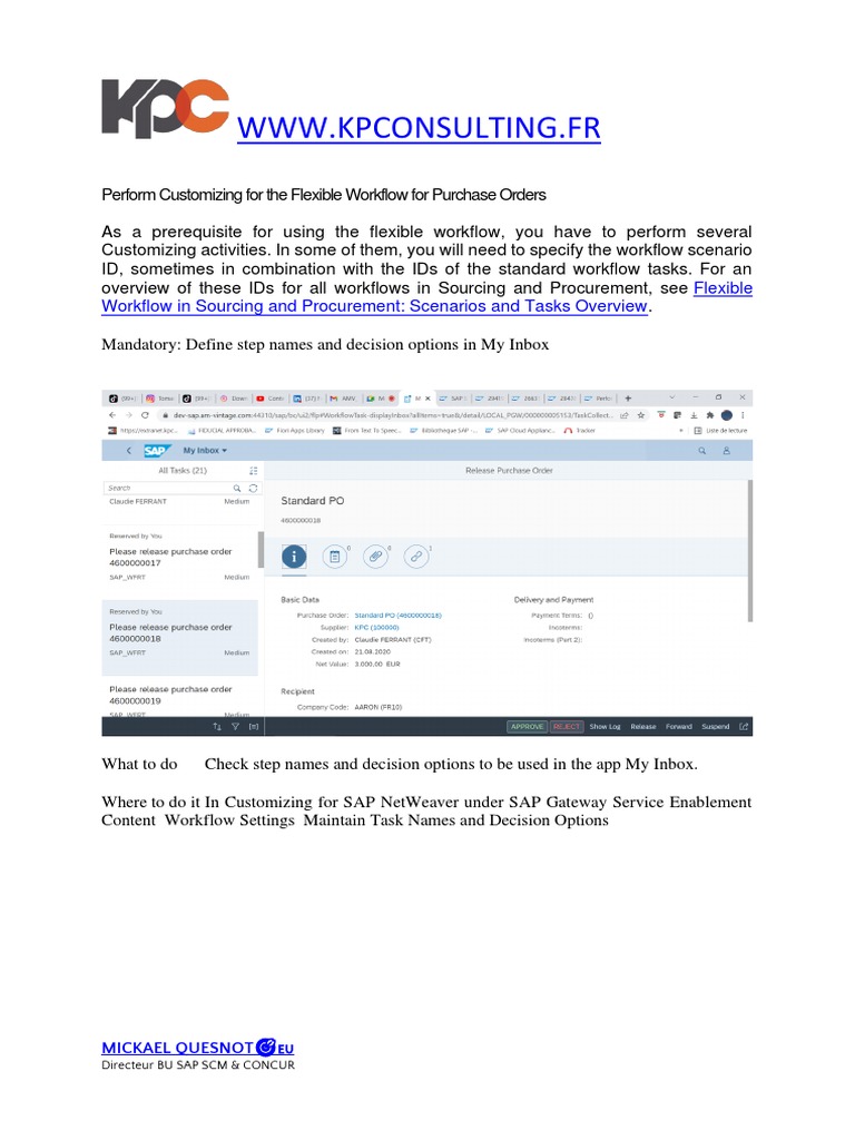 Perform Customizing For The Flexible Workflow For Purchase Orders | PDF