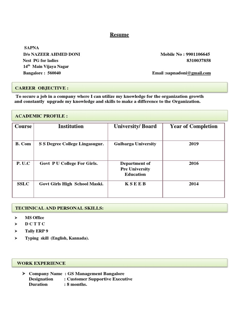 Sapna Resume | PDF