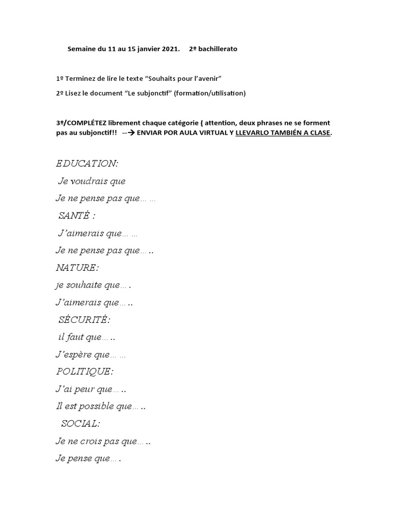 Exercices Subjonctif | PDF