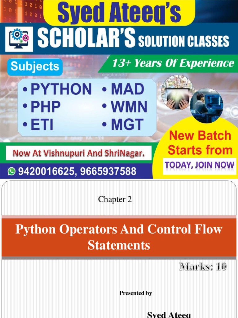 Python Operators and Control Flow | PDF | Control Flow | Python ...