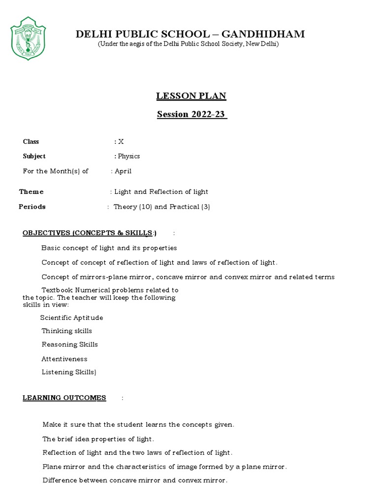 Lesson Plan 10 Physics | PDF