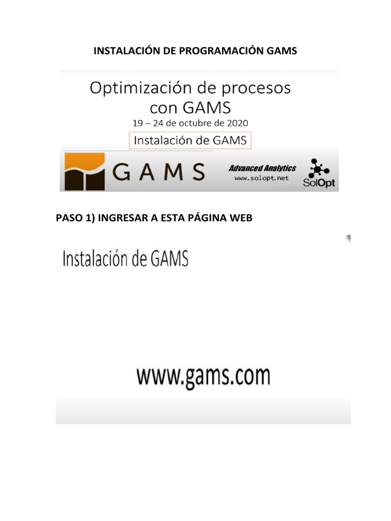 Instalación de Software Gams | PDF