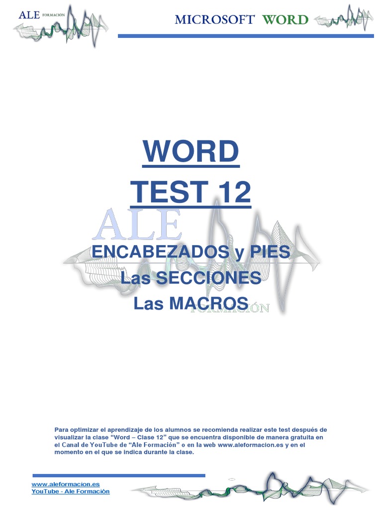 Test Word para Oposiciones Gratis | PDF | Microsoft Word | Youtube