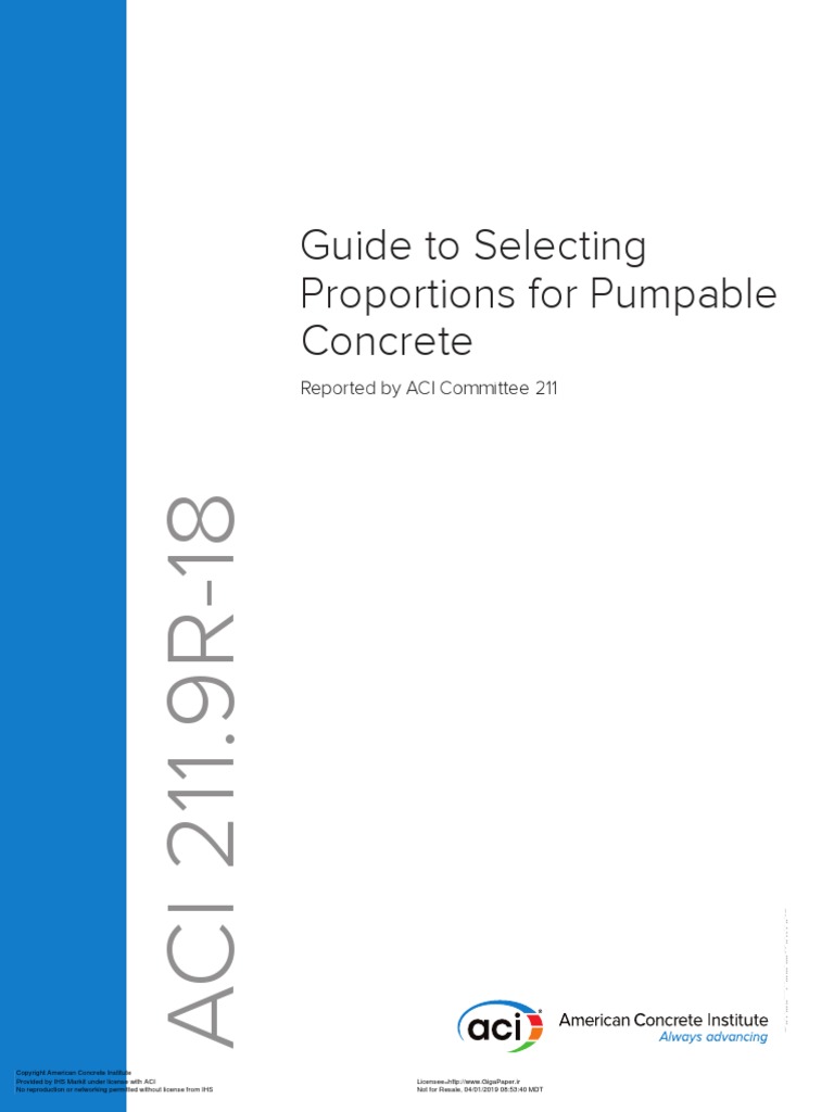 211.9r 18 Guide To Selecting Proportions For Pumpable Concrete | PDF ...