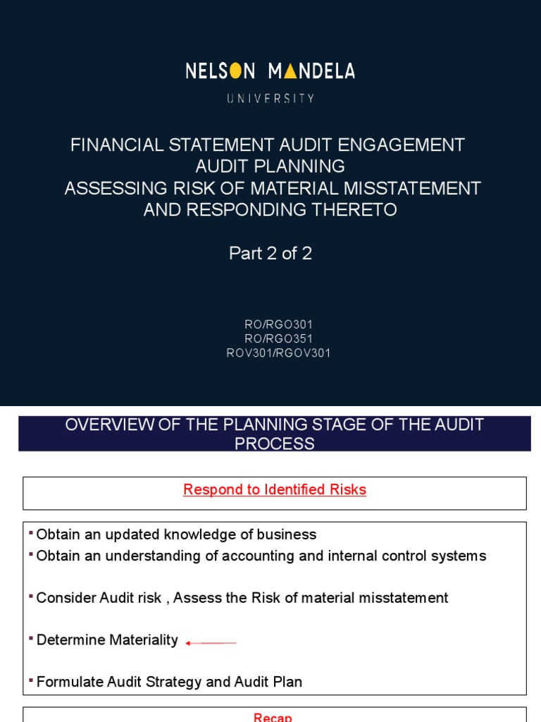 05 - Planning - ROMM, Materiality Part 2 of 2 | PDF | Audit | Financial ...