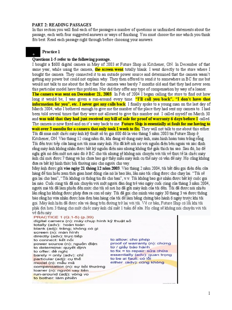 Reading Passages | PDF