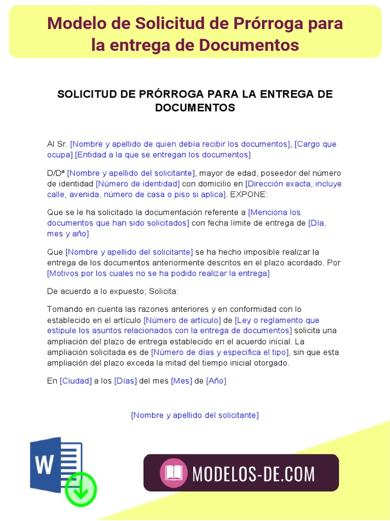 Modelo de Solicitud de Prórroga para La Entrega de Documentos | PDF