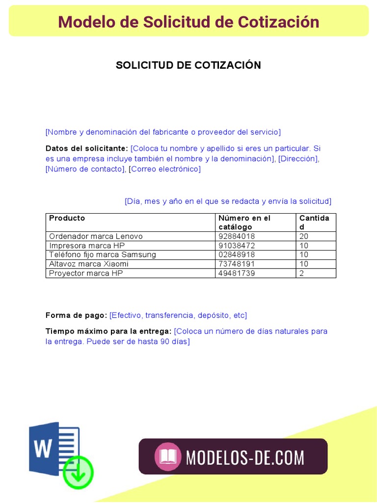 Modelo de Solicitud de Cotización | PDF