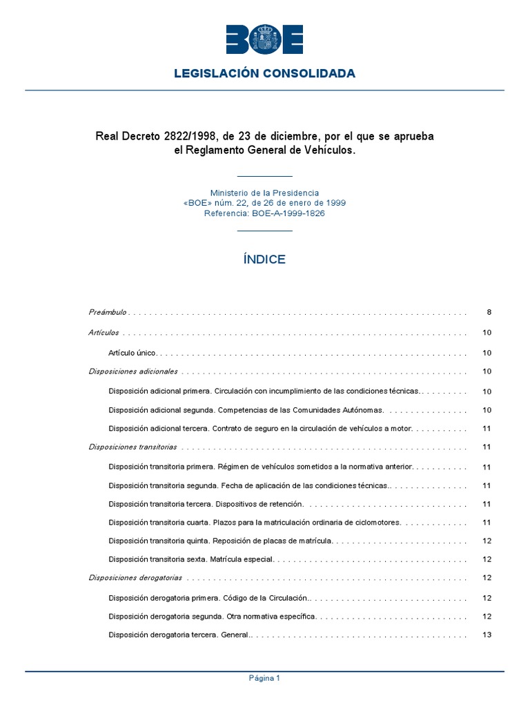 Real Decreto 2822:1998, de 23 de Diciembre, Por El Que Se Aprueba El ... Real Decreto 2822:1998, de 23 de Diciembre, Por El Que Se Aprueba El ...