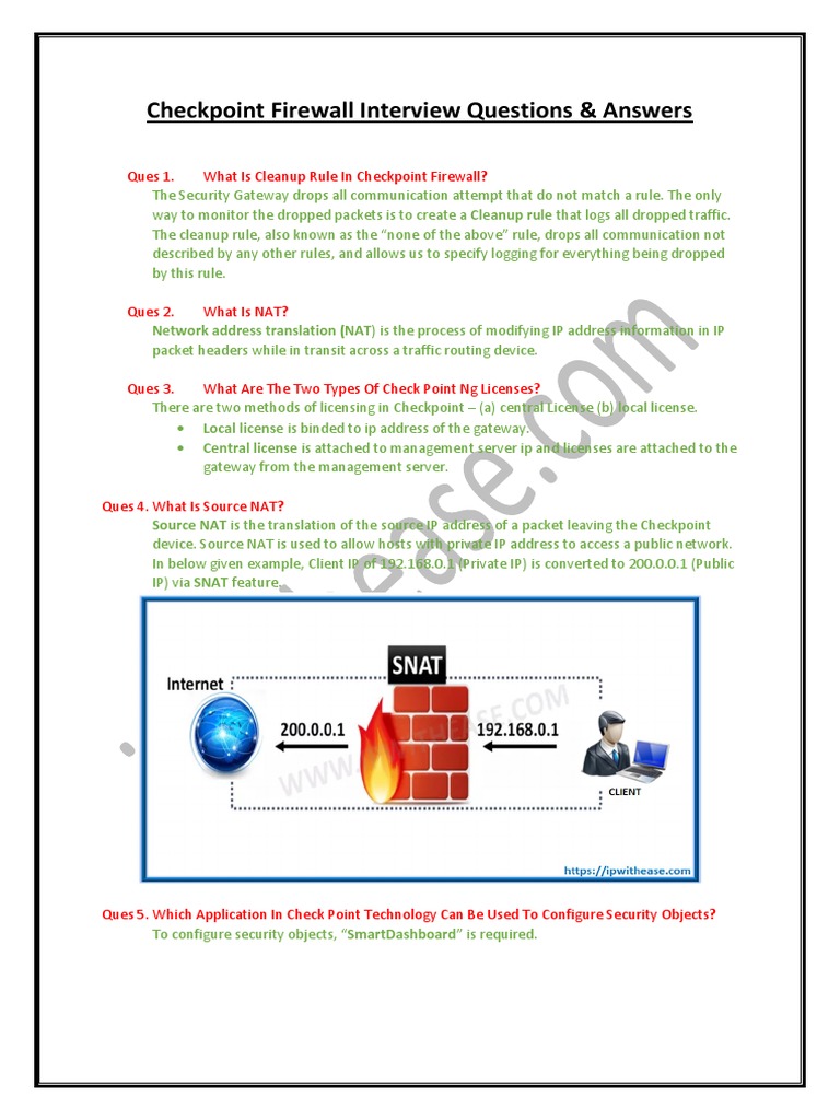 Checkpoint Firewall Interview Questions Answers Vol 1.0 | PDF | Computer Network | Public Key ...