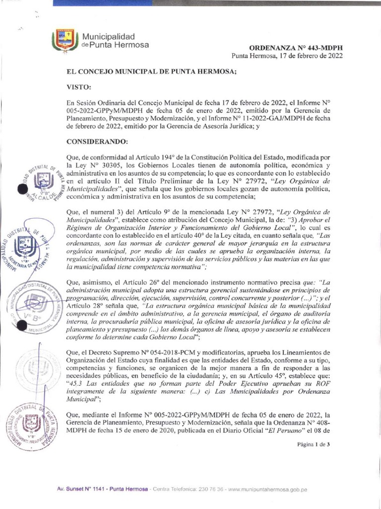 Rof - 2022 | PDF | Alcalde | Gobierno local