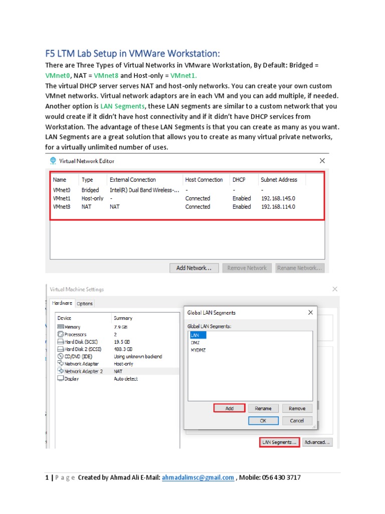 F5 LTM Lab Setup in Vmware Workstation:: Vmnet0 Vmnet8 Vmnet1 | PDF | Computer Network | File ...