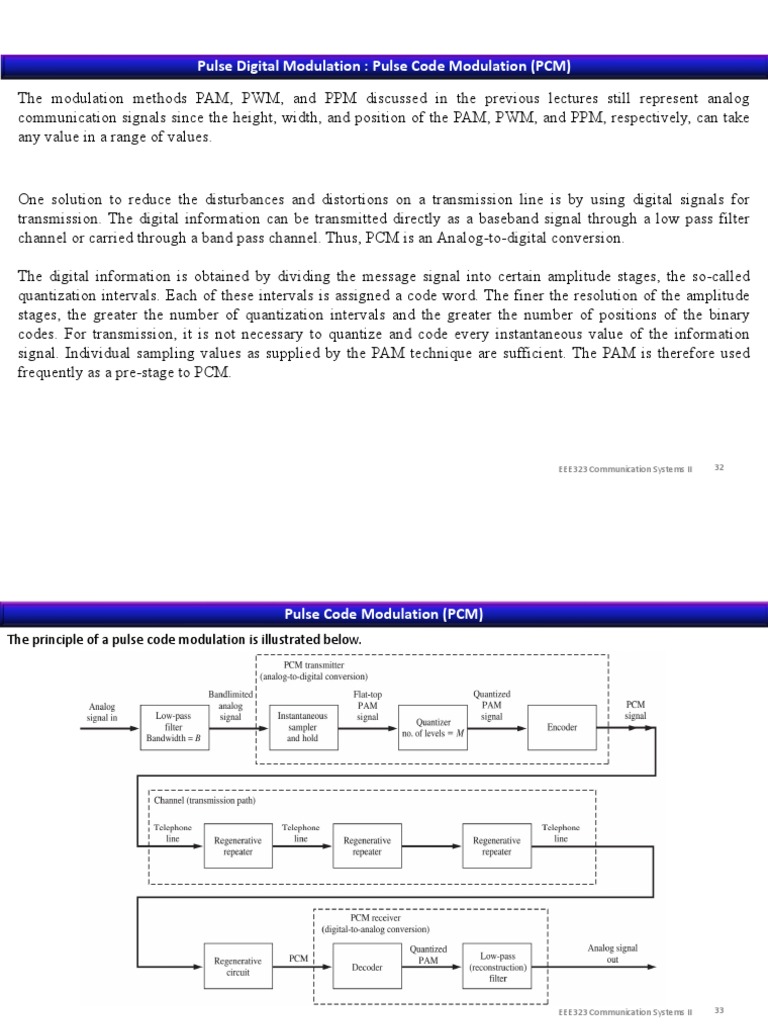 Pulse Digital Modulation: Pulse Code Modulation (PCM) : 32 EEE323 ...