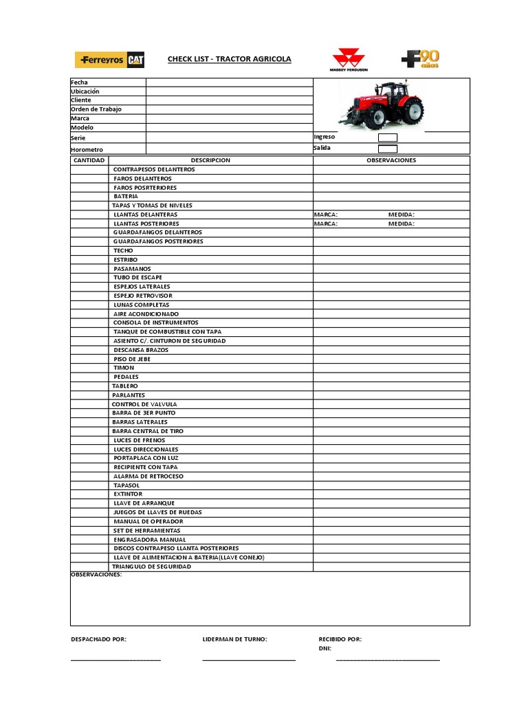 Check List - Tractor Agricola | PDF