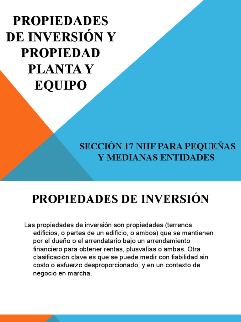 Propiedades de Inversión y PPE en NIIF | PDF | Depreciación | Costo