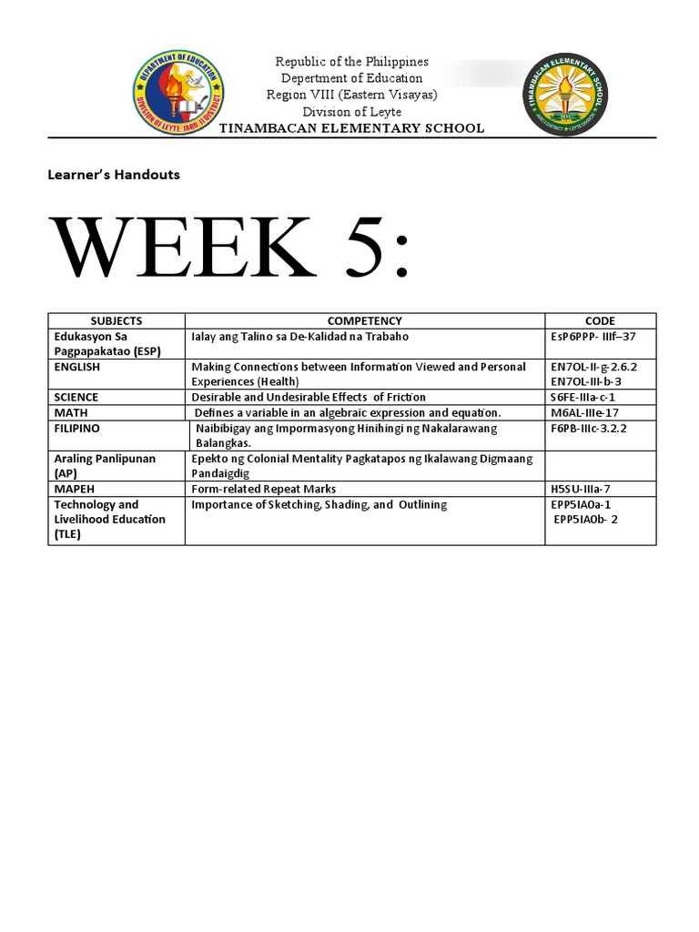 Quarter 3 Week 5 Lesson | PDF