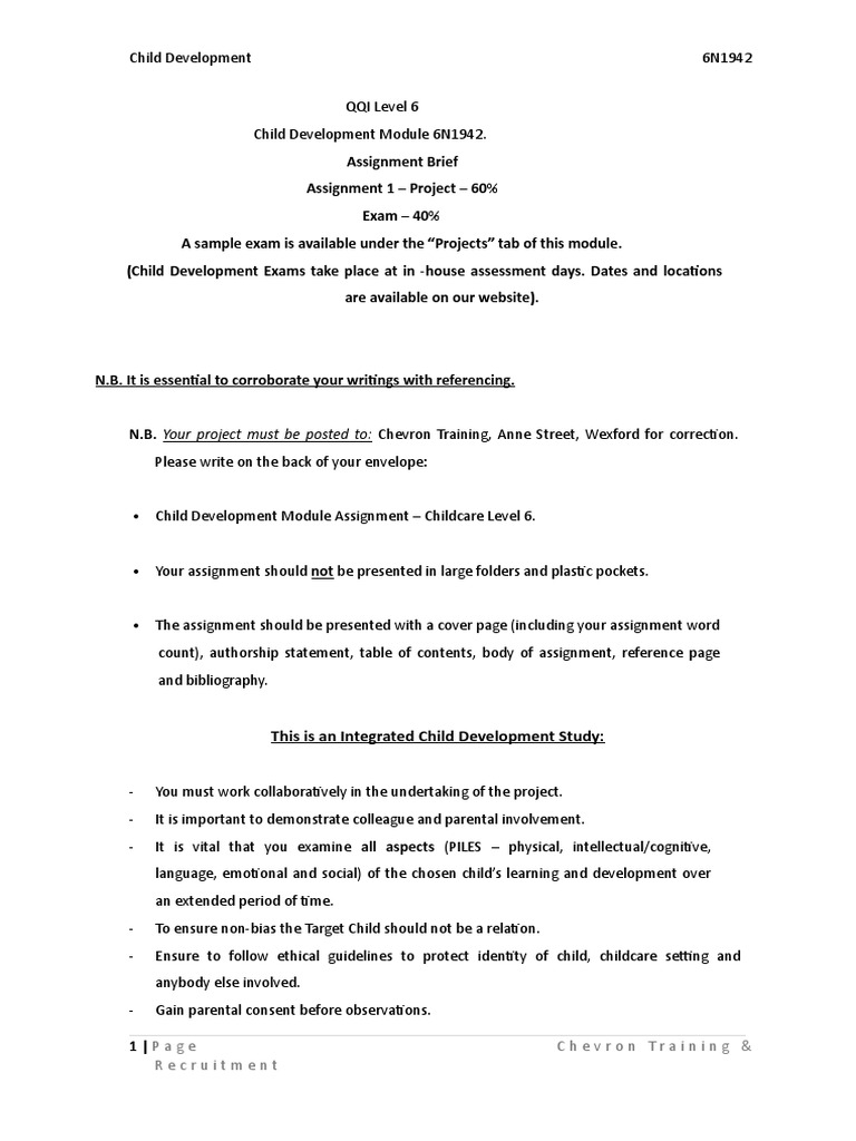 Assignment Brief | PDF | Child Development | Child Care