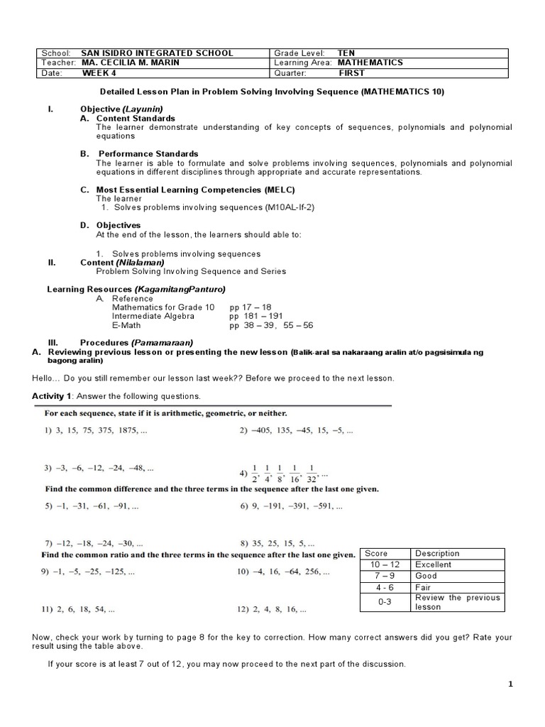 DLP G10 Math 1ST QTR WEEK 4 Final | PDF | Mathematics