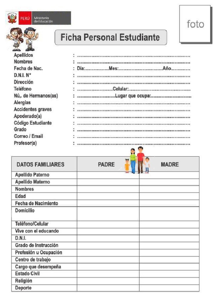 Ficha Personal Del Estudiante | PDF