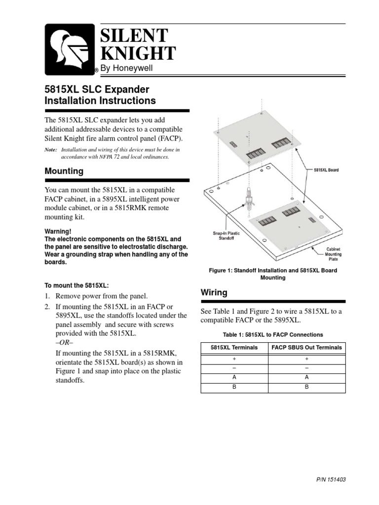 Silent Knight: 5815XL SLC Expander Installation Instructions | PDF ...