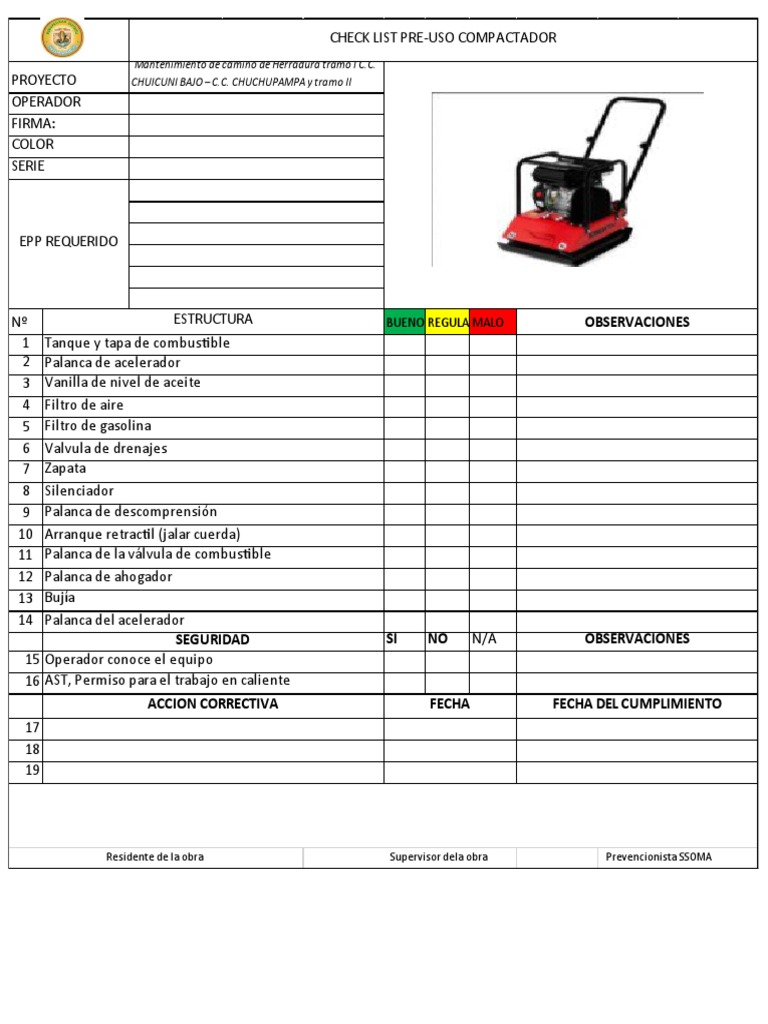 Chek List Compactadora | PDF