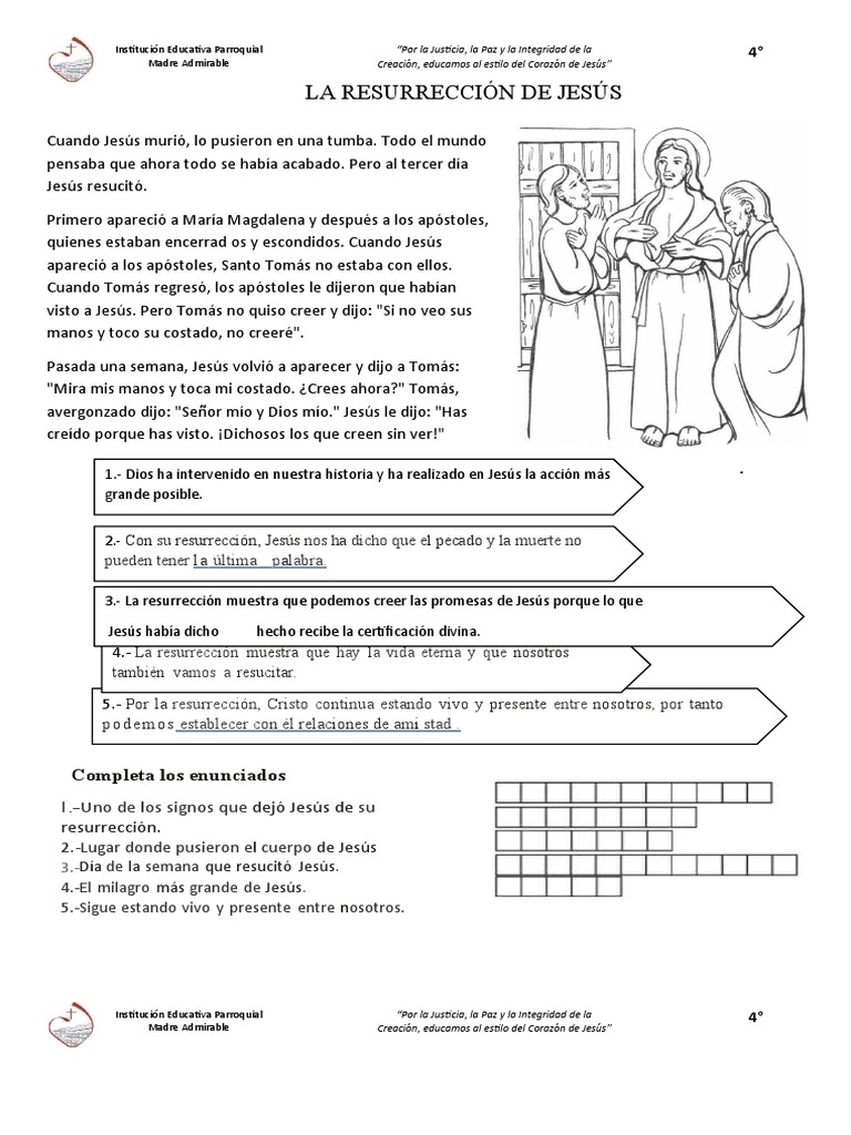 4to FICHA DE RESURRECCIÓN | PDF | La resurrección de Jesús | Jesús
