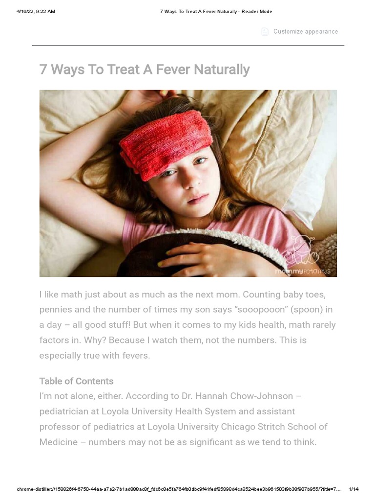 7 Ways To Treat A Fever Naturally - Reader Mode | PDF | Fever | Medicine