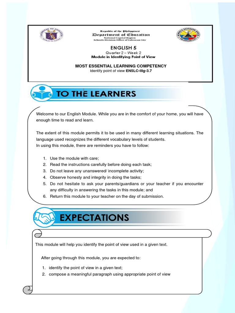 English 5 Q2 Week 2 | PDF | Narration