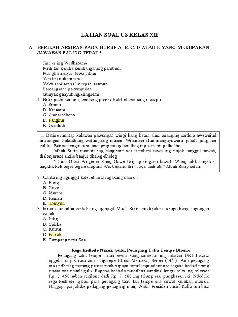 Latian Soal US 2021 2022 | PDF