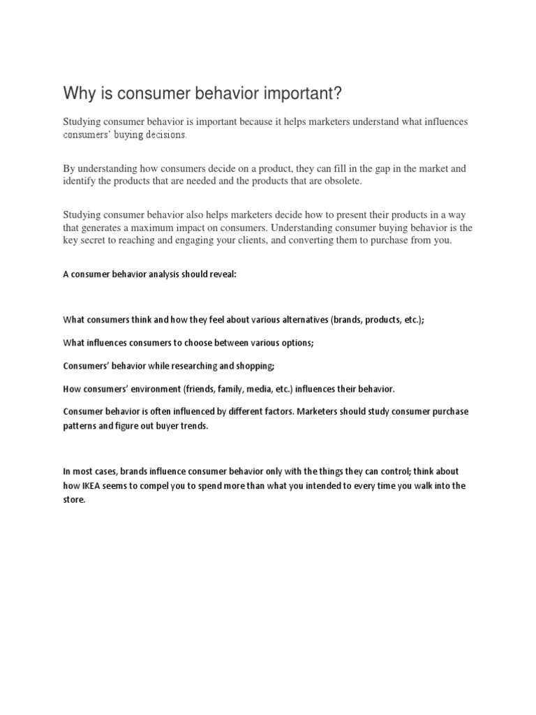 Why Is Consumer Behavior Important | PDF