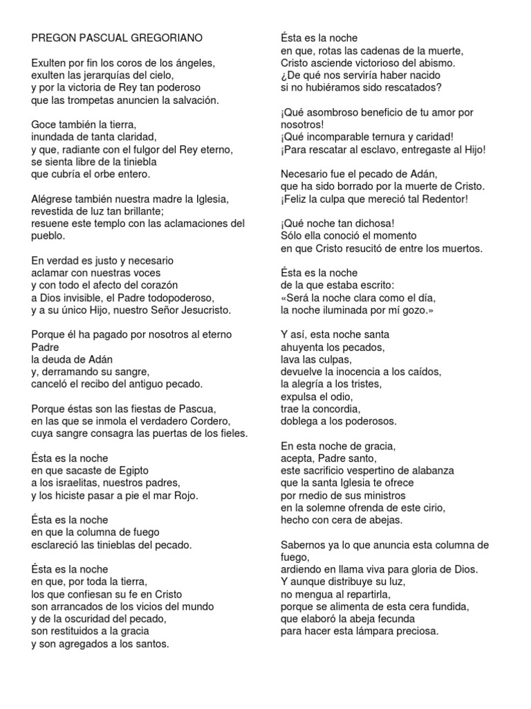 PREGON PASCUAL Gregoriano Letra | PDF | Cristo (título) | Pecado