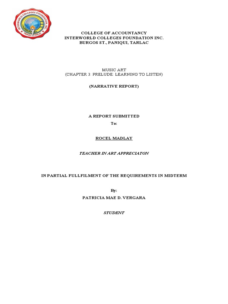 A Narrative Report - MUSIC ART | PDF | Harmony | Sound