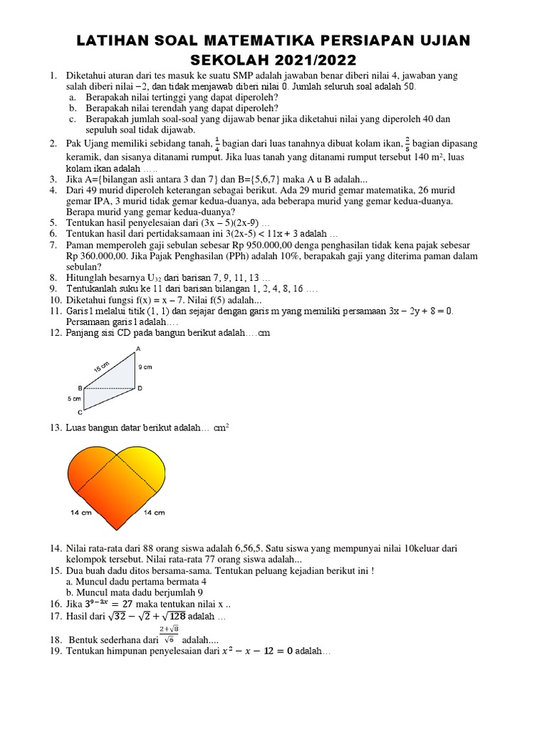 Latihan Soal Persiapan Ujian Sekolah | PDF