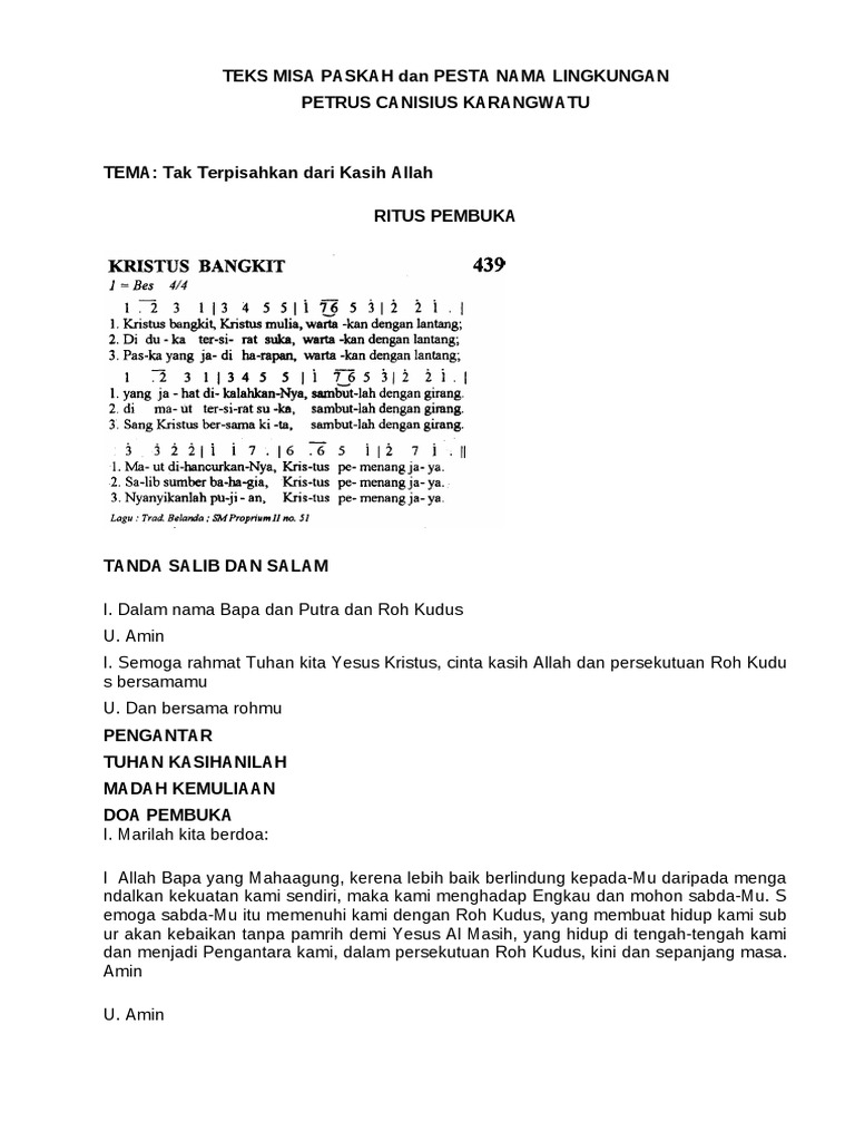 Teks Misa Paskah Lingkungan ST - Edit | PDF