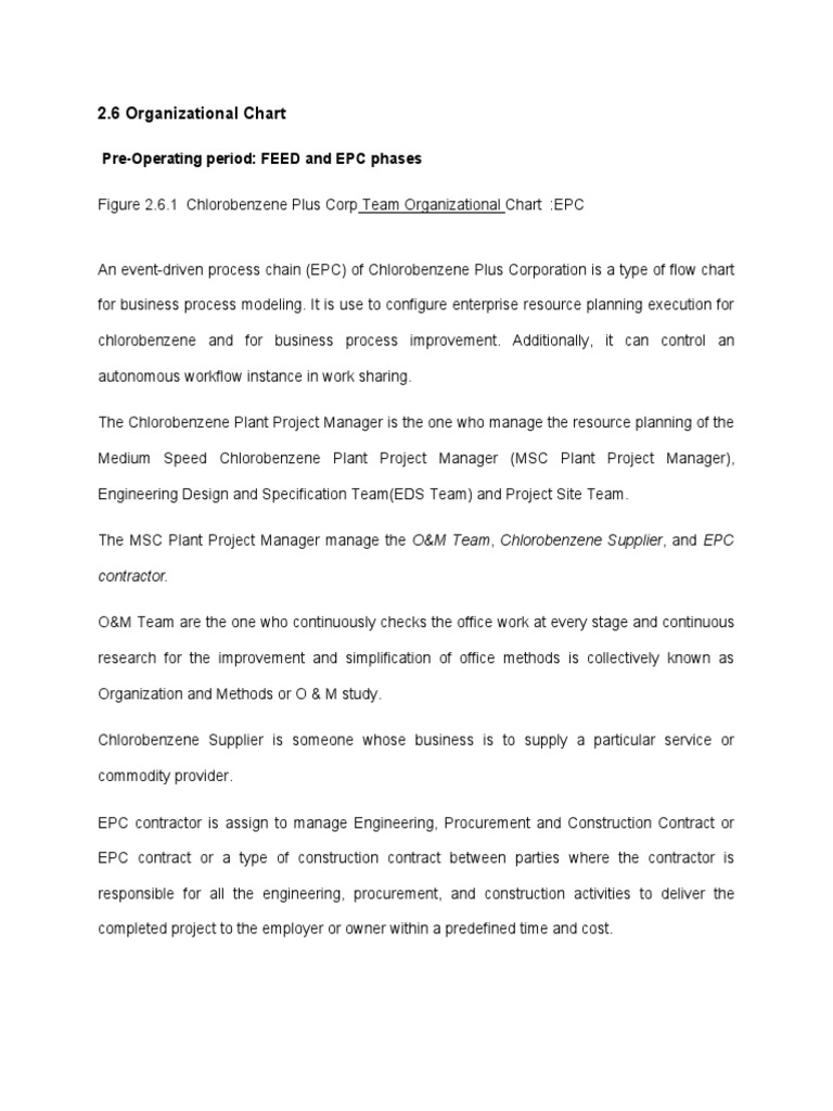 2.6 Organizational Chart: Pre-Operating Period: FEED and EPC Phases ...
