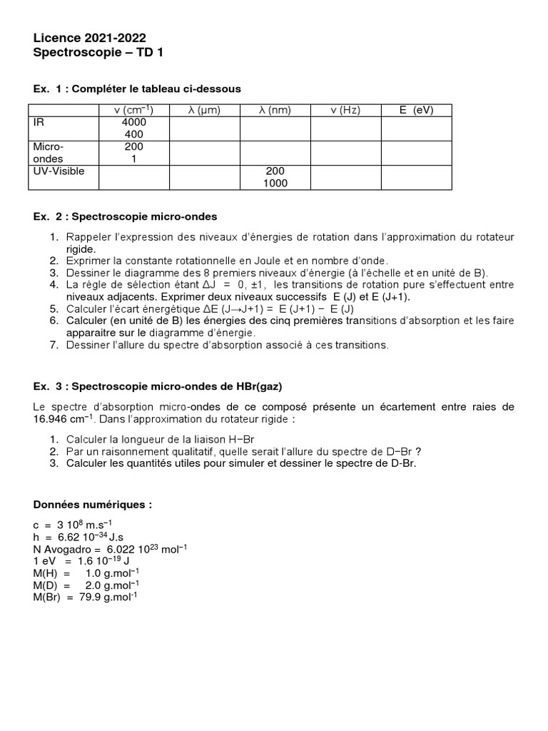TD1-6 SM | Download Free PDF | L'absorbance | Physique moléculaire
