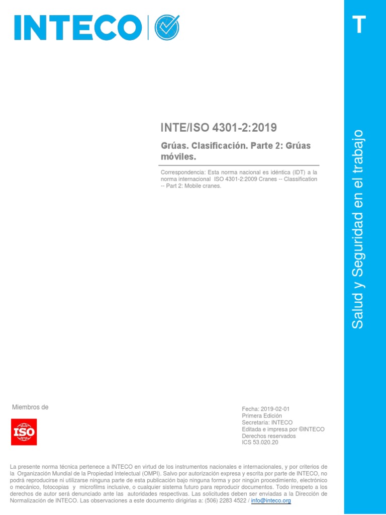 Inte Iso 4301-2 2019 | PDF | Grúa (máquina) | Organización ...