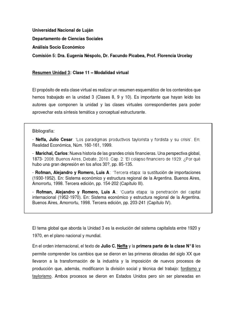 Clase 11 ASE Resumen Unidad 3 | PDF | Gran depresion | Nuevo acuerdo