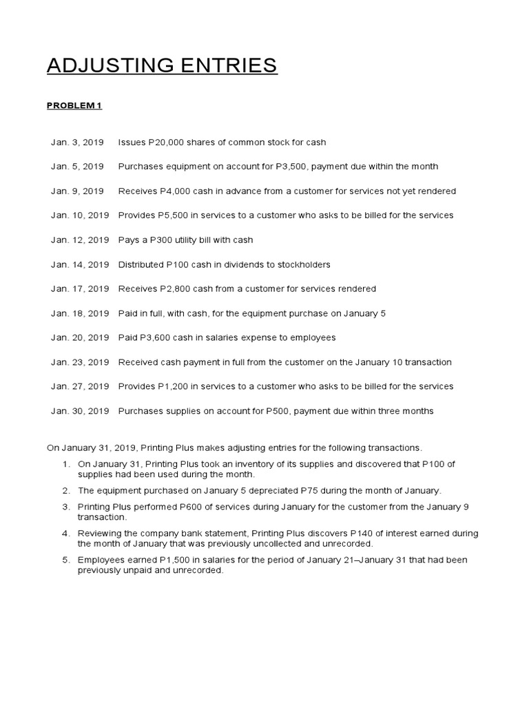 Adjusting Entries: Problem 1 | Download Free PDF | Debits And Credits ...